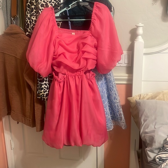 a new day | Dresses | Puff Sleeve Pink Semi Formal Dress | Poshmark